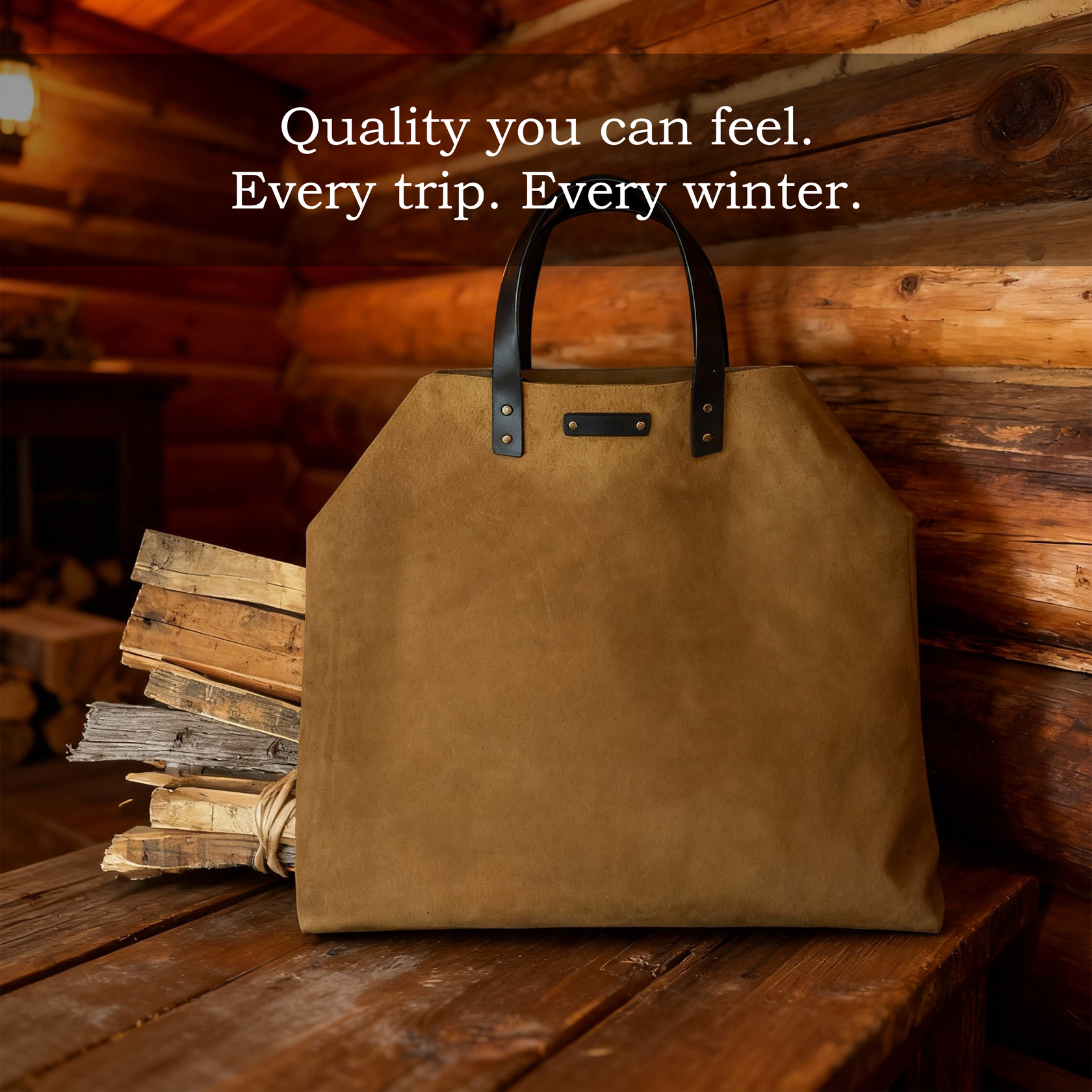 All Leather Log Carrier | Made in the USA l Waterproof Leather ...