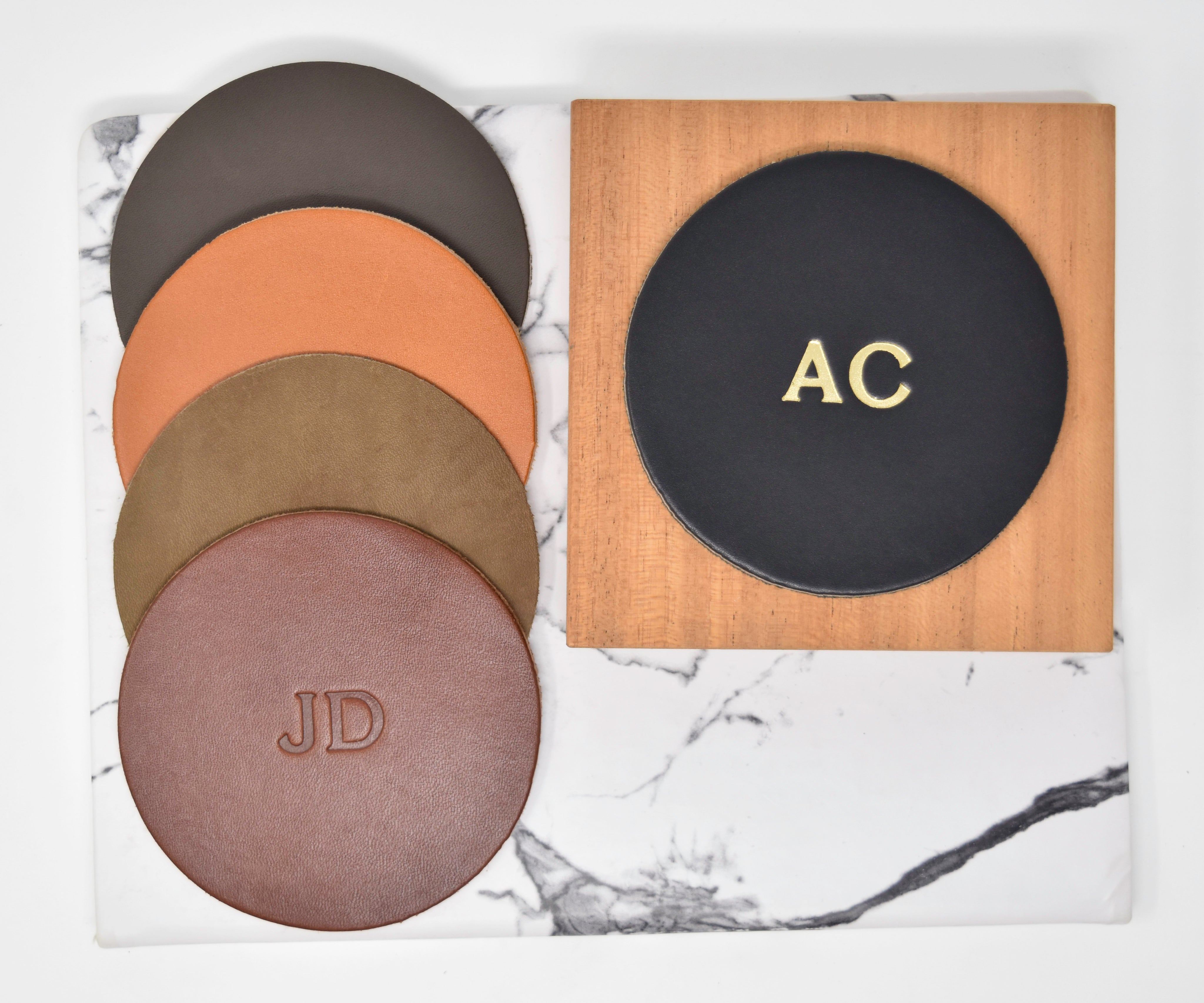 Personalized Leather Circle Coasters - Set of 4 – Northwind Supply