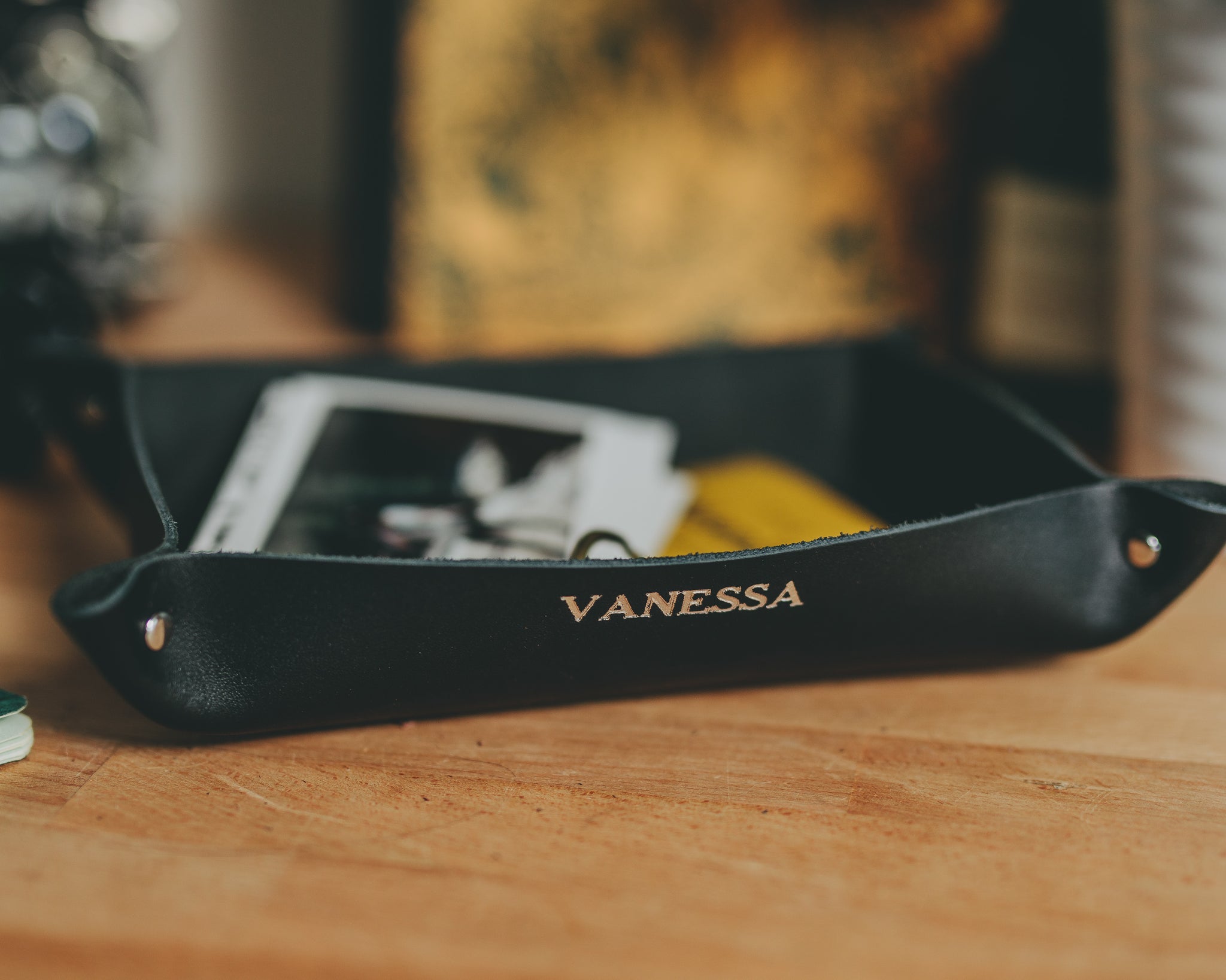 Personalized Leather Valet Tray l Personalized Leather Catchall ...
