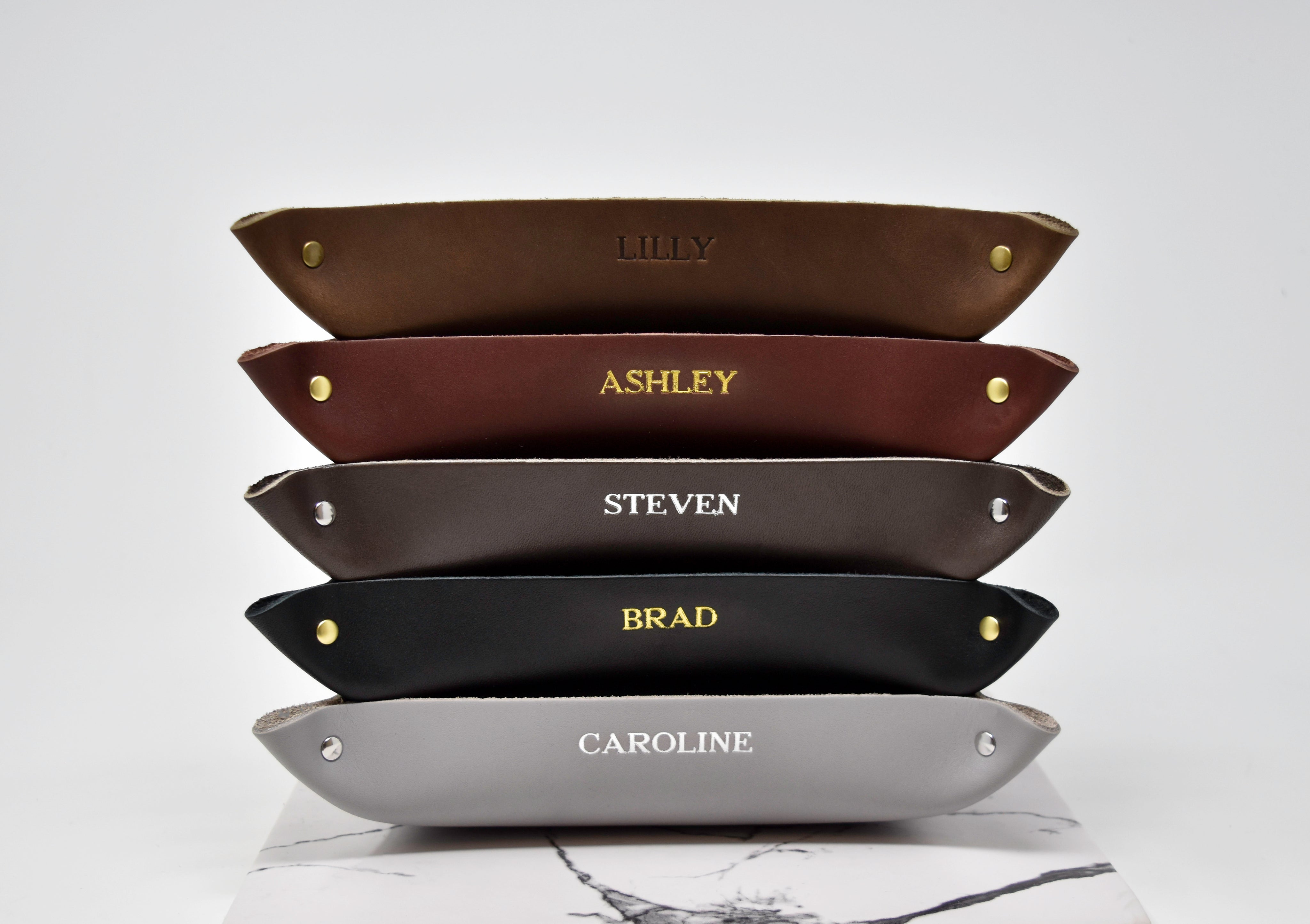 Personalized Leather Valet Tray l Personalized Leather Catchall ...